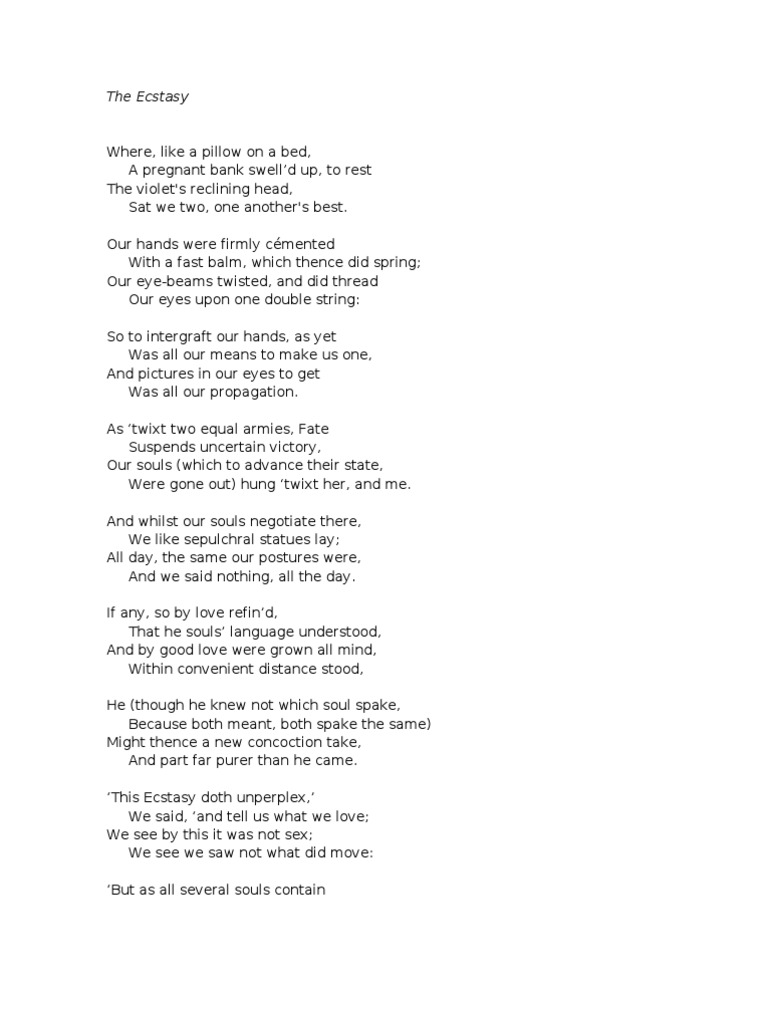 DONNE, John - The Ecstasy | PDF | Soul | Religion And Belief