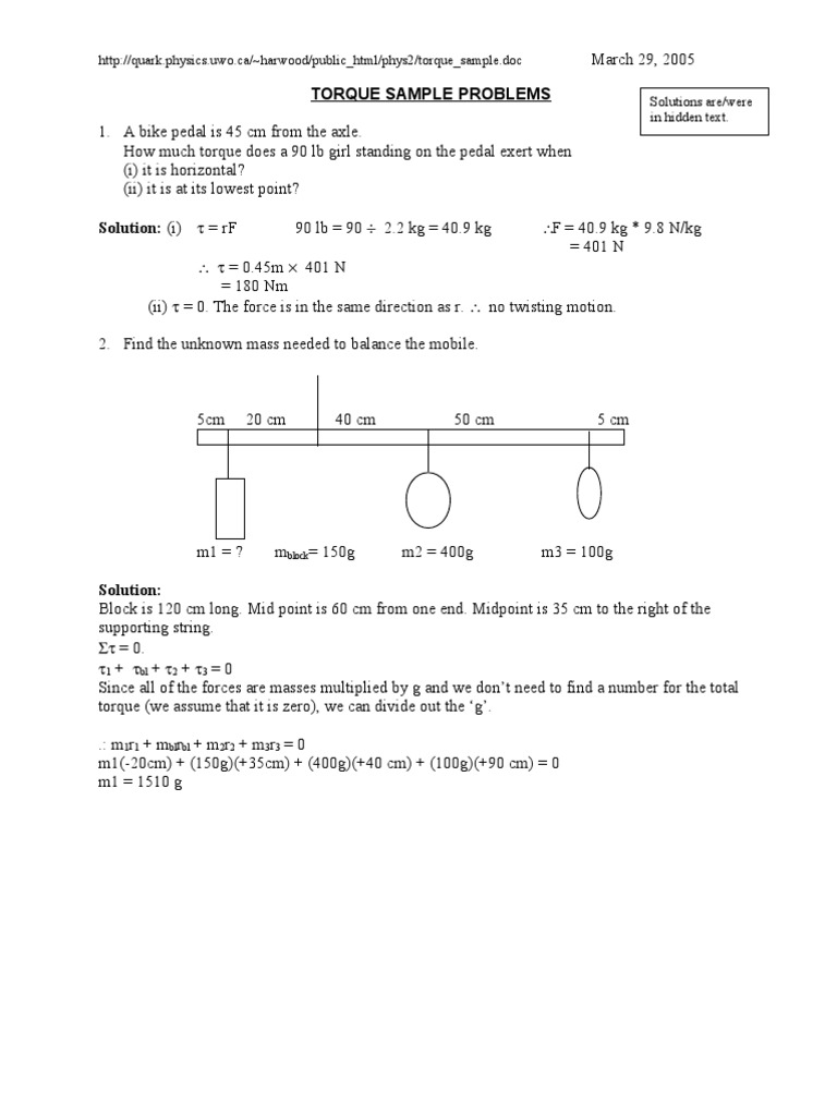 Torque_sample QUESTIONs 1 | Torque | Rotation