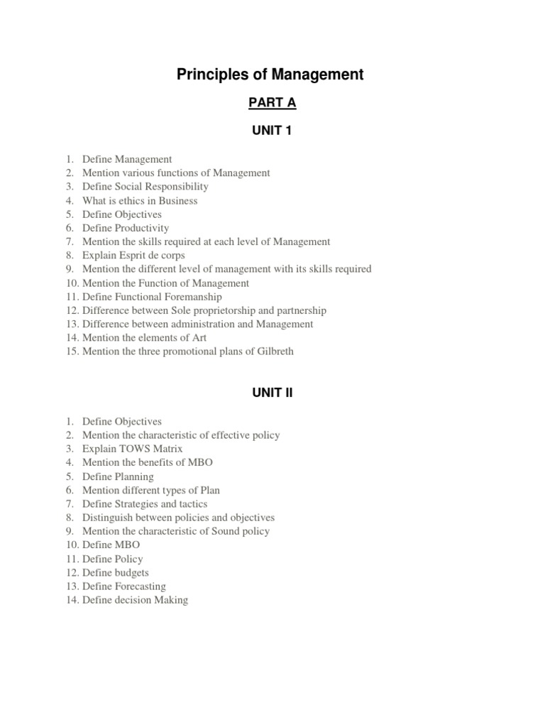 Principles of Management Question Bank | PDF | Performance Appraisal ...