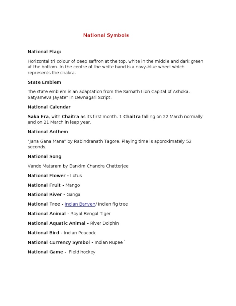 National Symbols | PDF