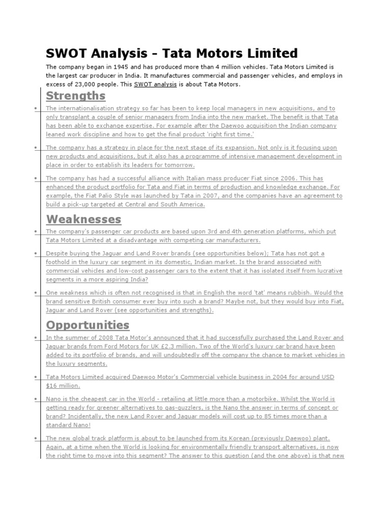 SWOT Analysis | PDF | Luxury Vehicles | Car