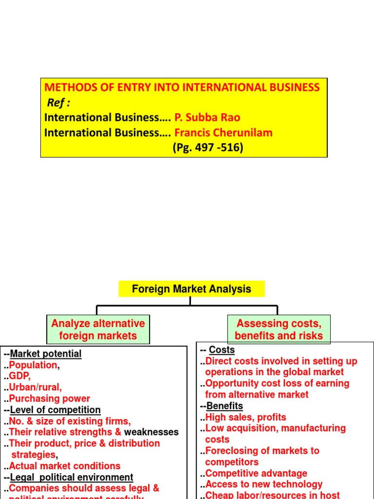 Methods of Entry in International Business - MLN | PDF | Franchising ...