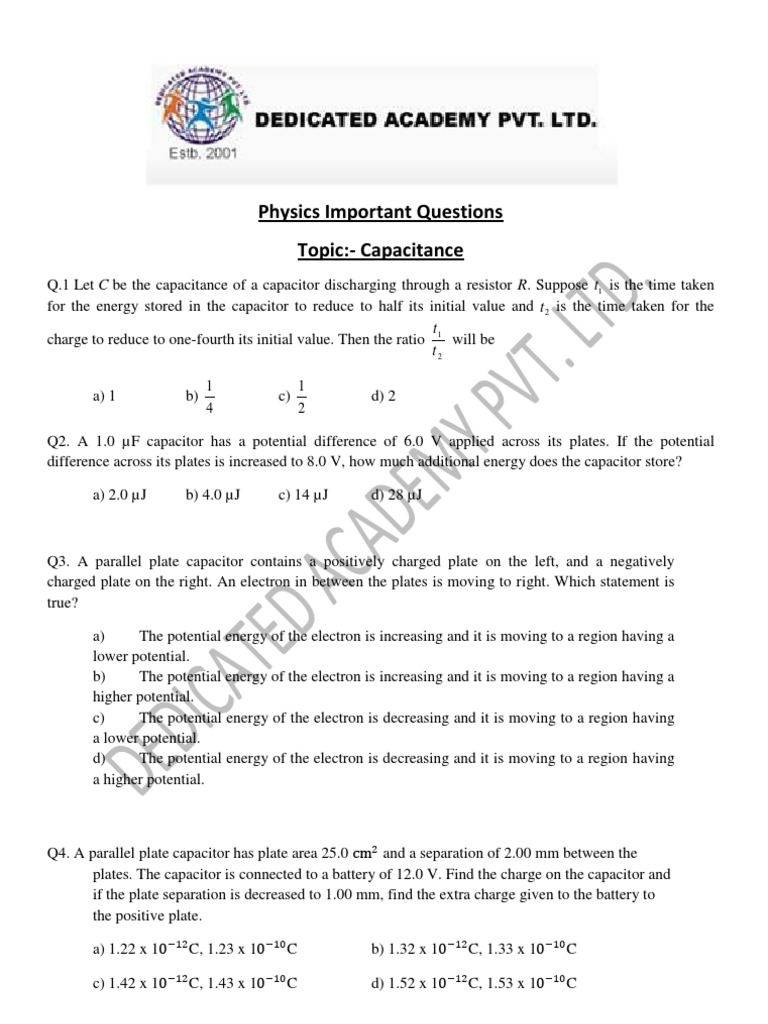 Capacitance Pdf Dielectric Capacitor