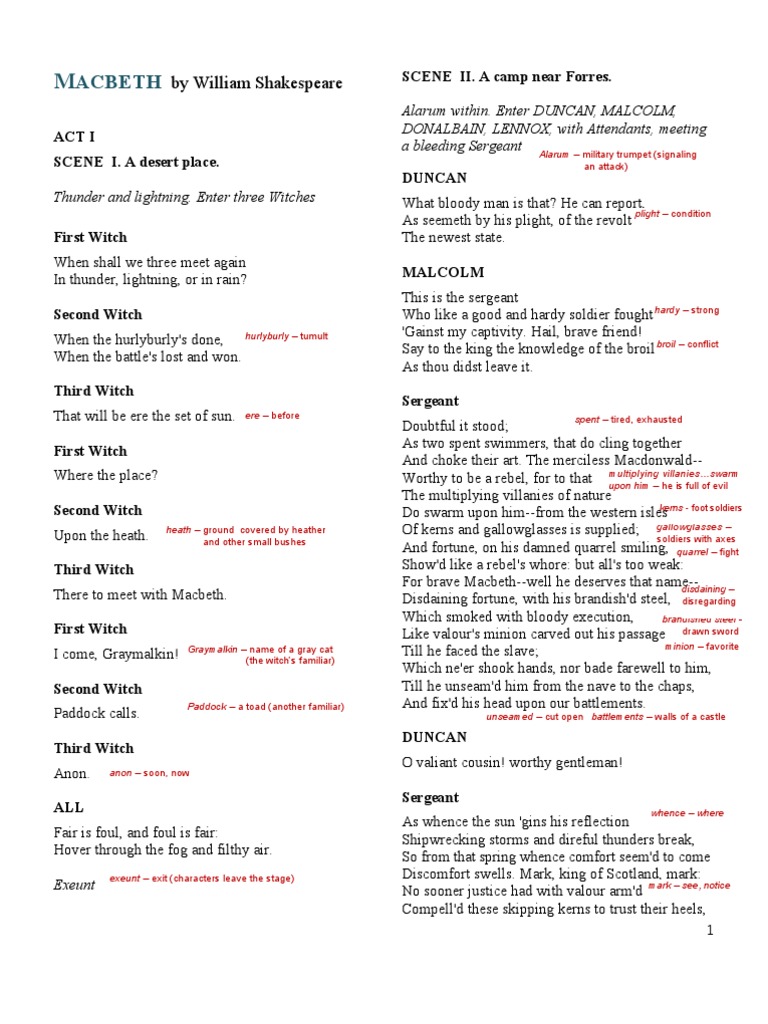Macbeth, Act 1 | Download Free PDF | Macbeth