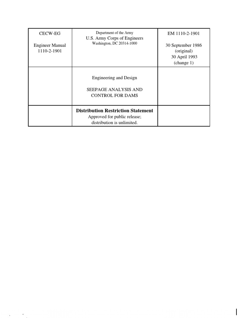 Seepage Control for Dams Manual | PDF | Technology & Engineering
