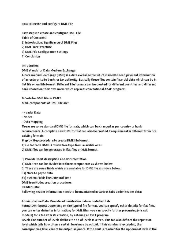 How To Create and Configure DME File | PDF | File Format | Xml