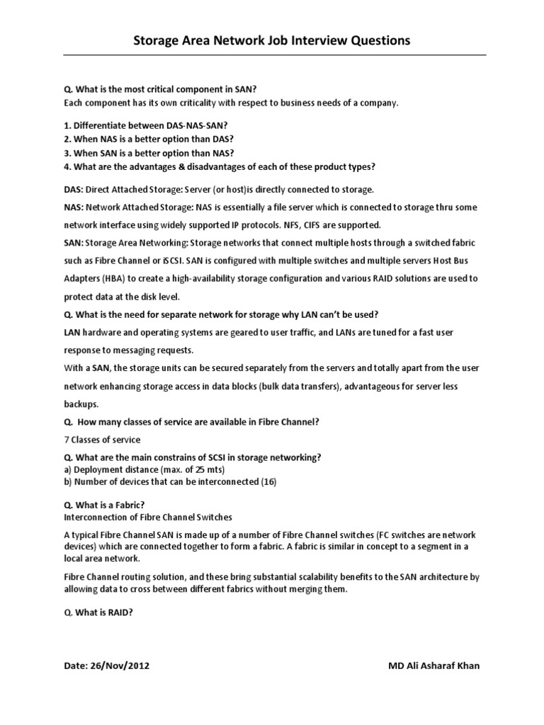 SAN Interview Question Answers Part-2 | PDF | Hard Disk Drive | Disk ...