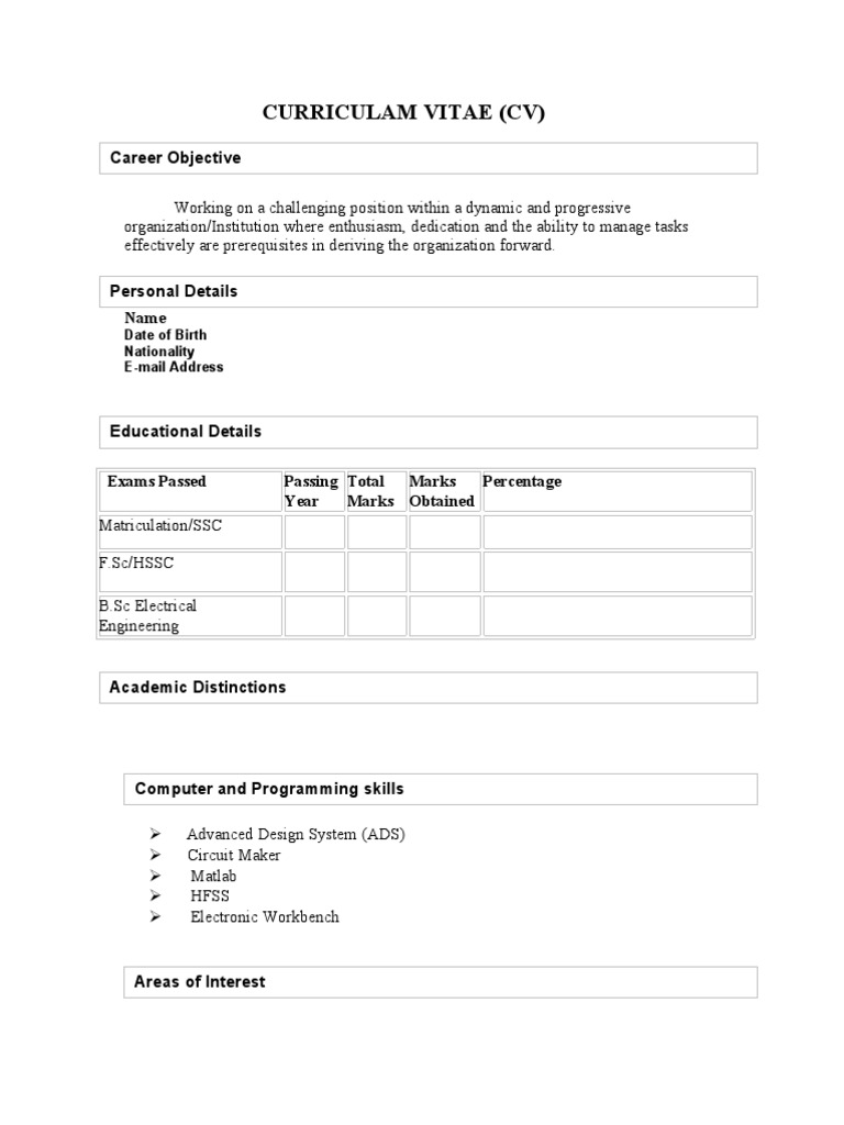CV Format | PDF