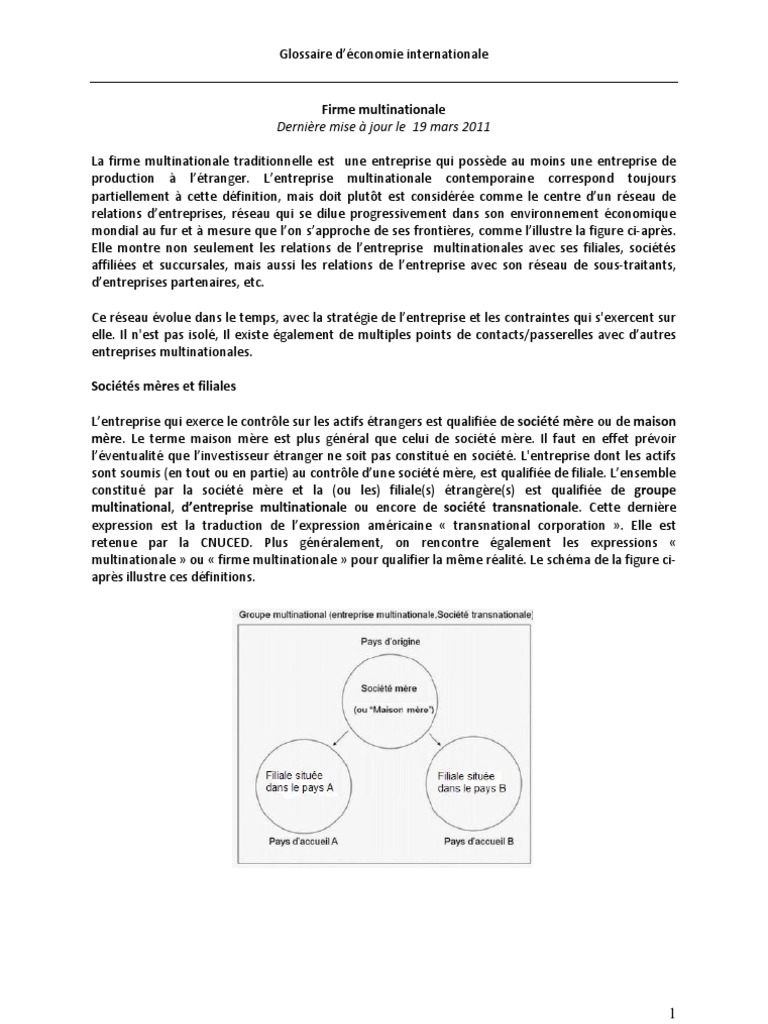 Définition de la firme multinationale | PDF | Affaires