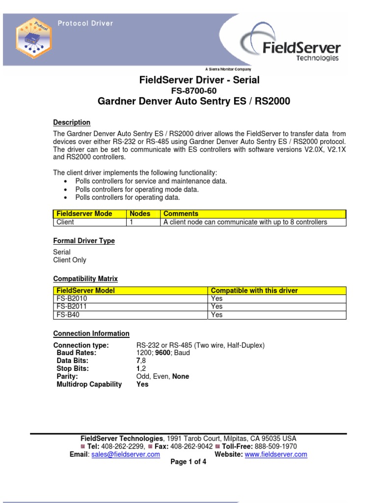 FST DFS Gardner Denver | PDF | Device Driver | Communications Protocols