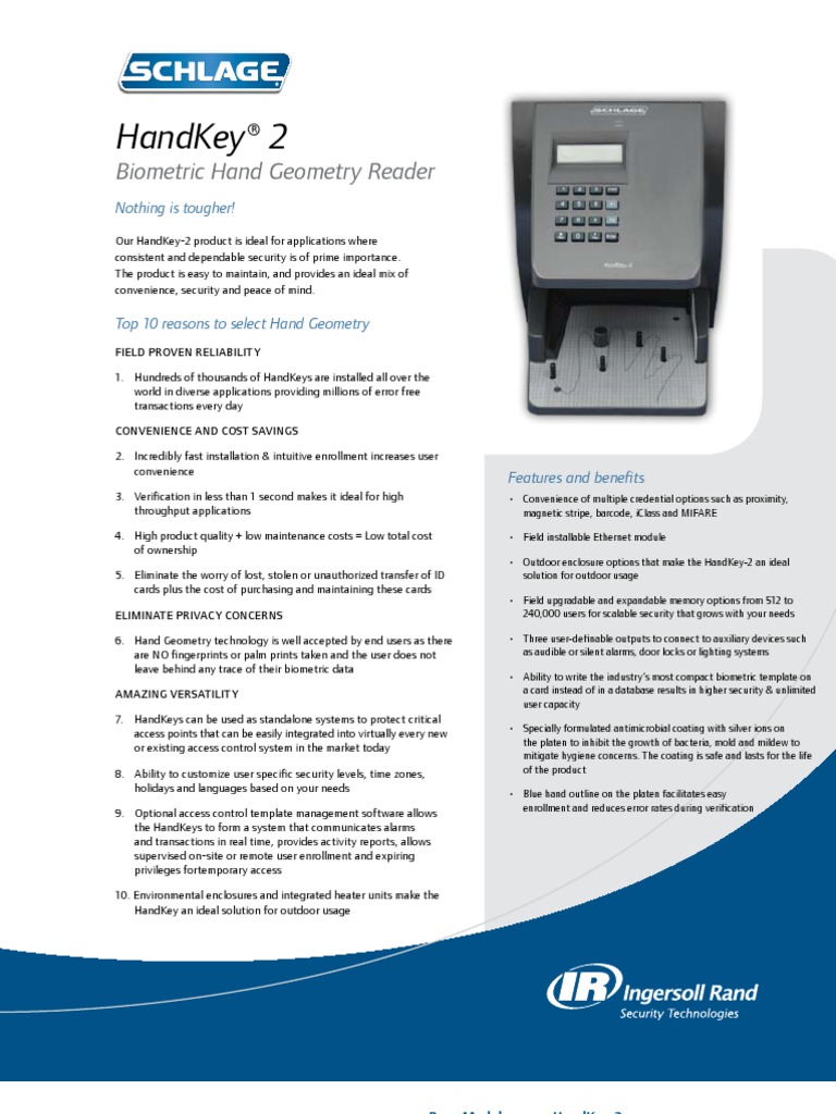 HandKey 2 | Download Free PDF | Access Control | Digital Technology