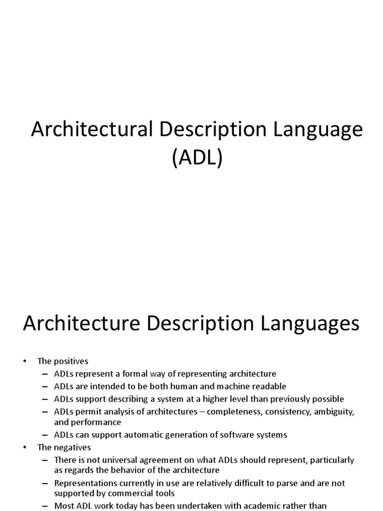 Adl | PDF | Component Based Software Engineering | Software Architecture