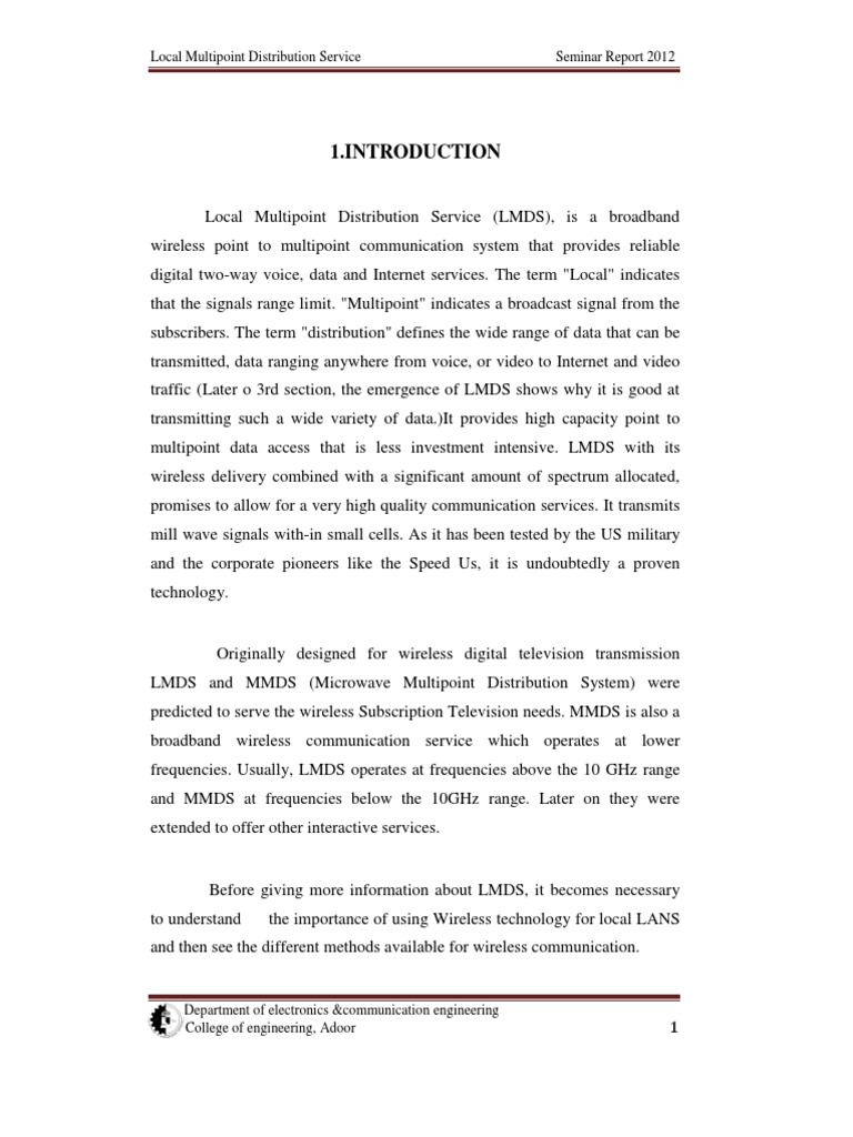 Local Multipoint Distribution Service (LMDS) | PDF | Code Division ...