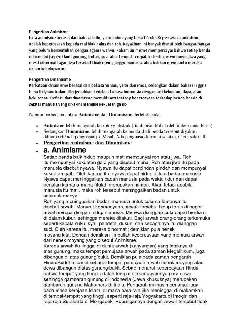 Animisme dan Dinamisme: Pengertian dan Perbedaan | PDF | Ilmu Sosial ...
