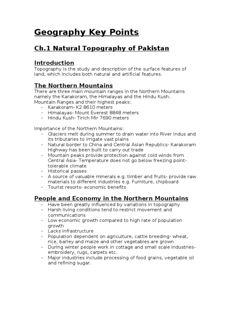 Geography Notes | PDF | Water Resources | Indus River