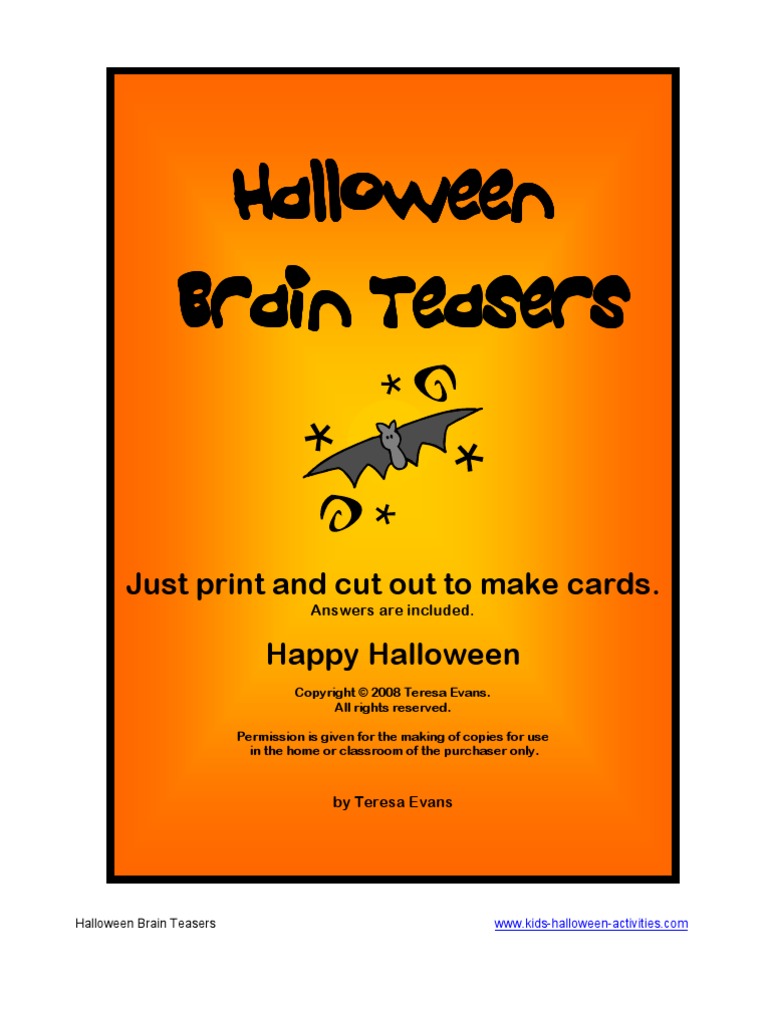 Halloween Brain Teasers | PDF | Halloween | Trick Or Treating