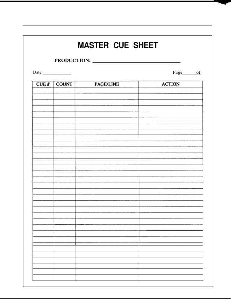 Master Cue Sheet | PDF