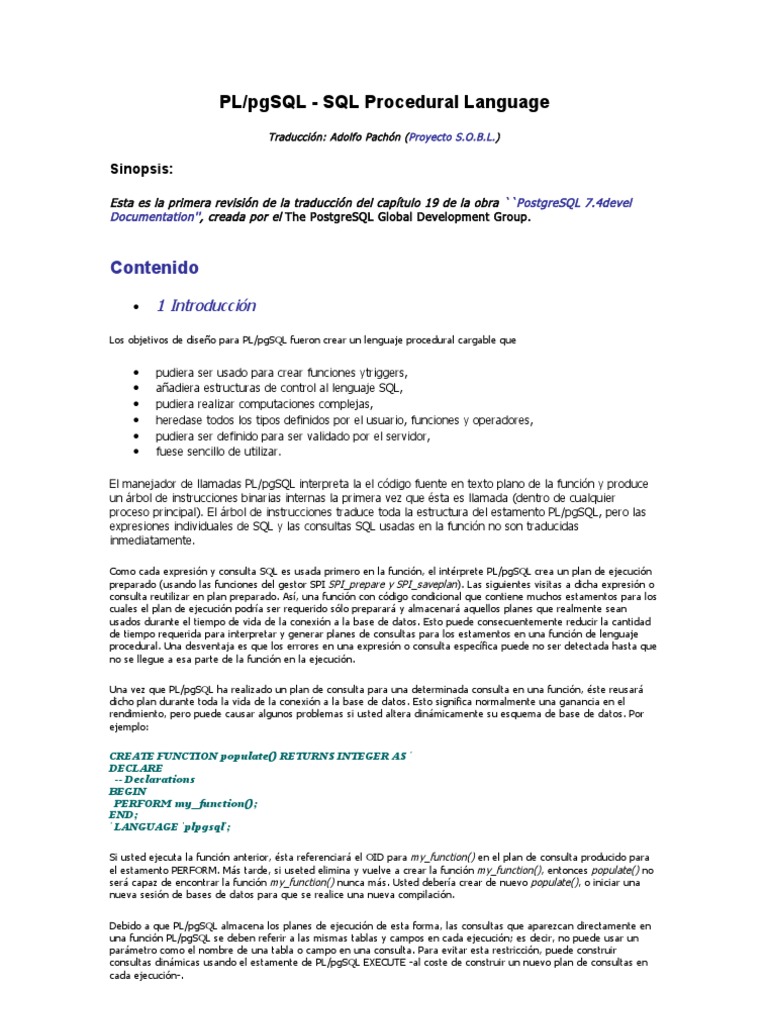 SQL Procedural | PDF | SQL | Postgre Sql