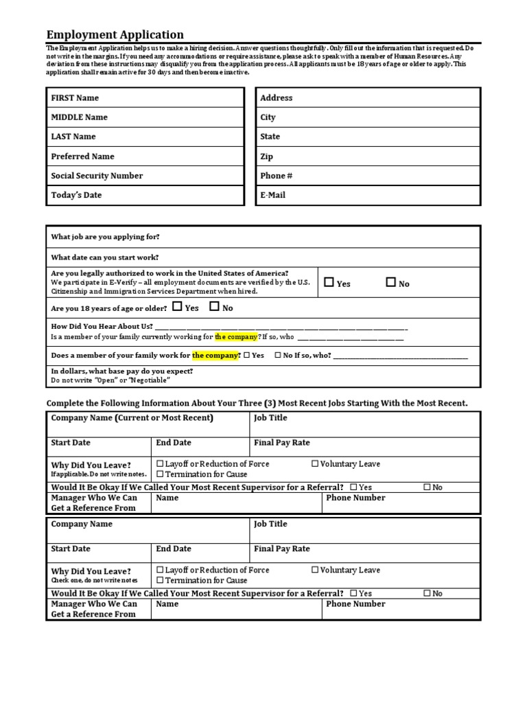 Application | PDF | E Verify | Employment