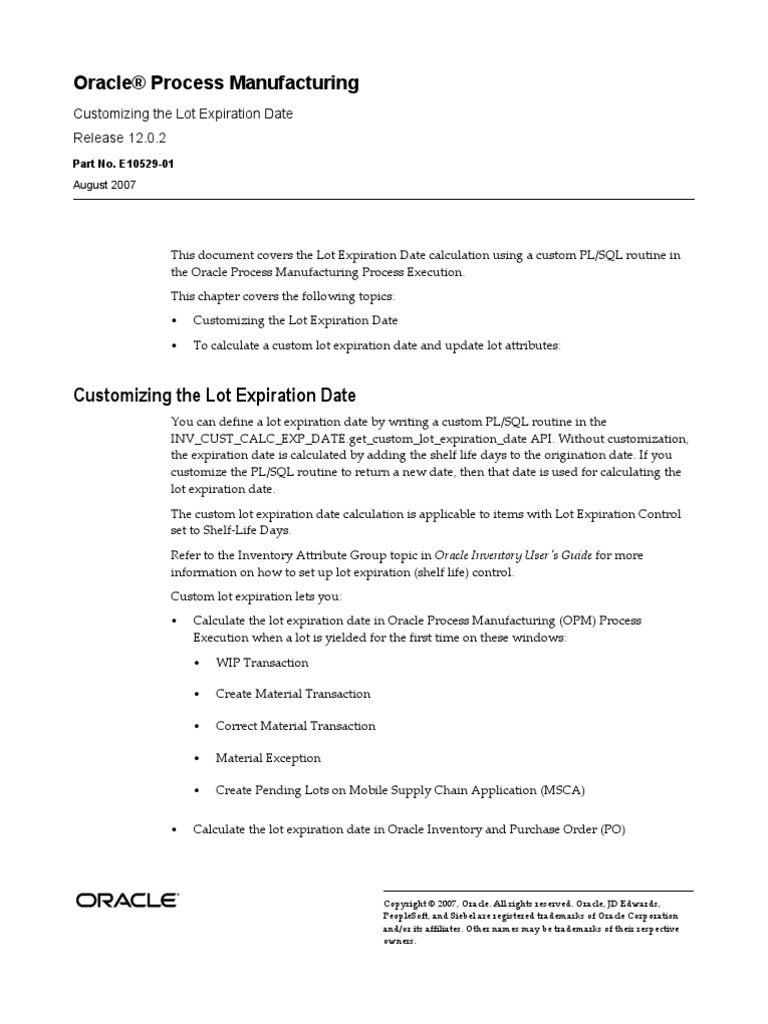 Customizing The Lot Expiration Date | PDF | Accessibility | Oracle ...