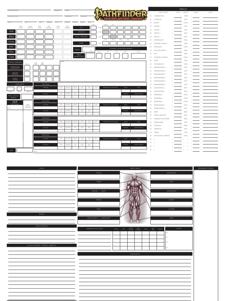 Pathfinder Character Sheet, by Treyu | PDF | Role Playing Games ...