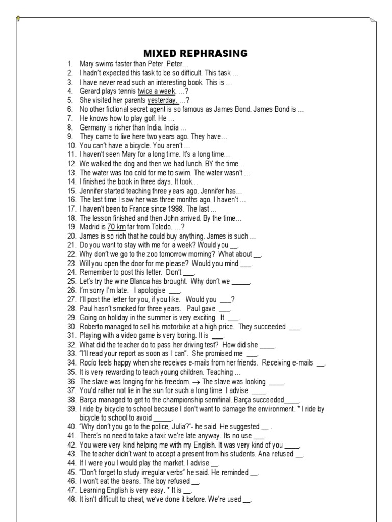 Mixed Rephrasing 1 | PDF