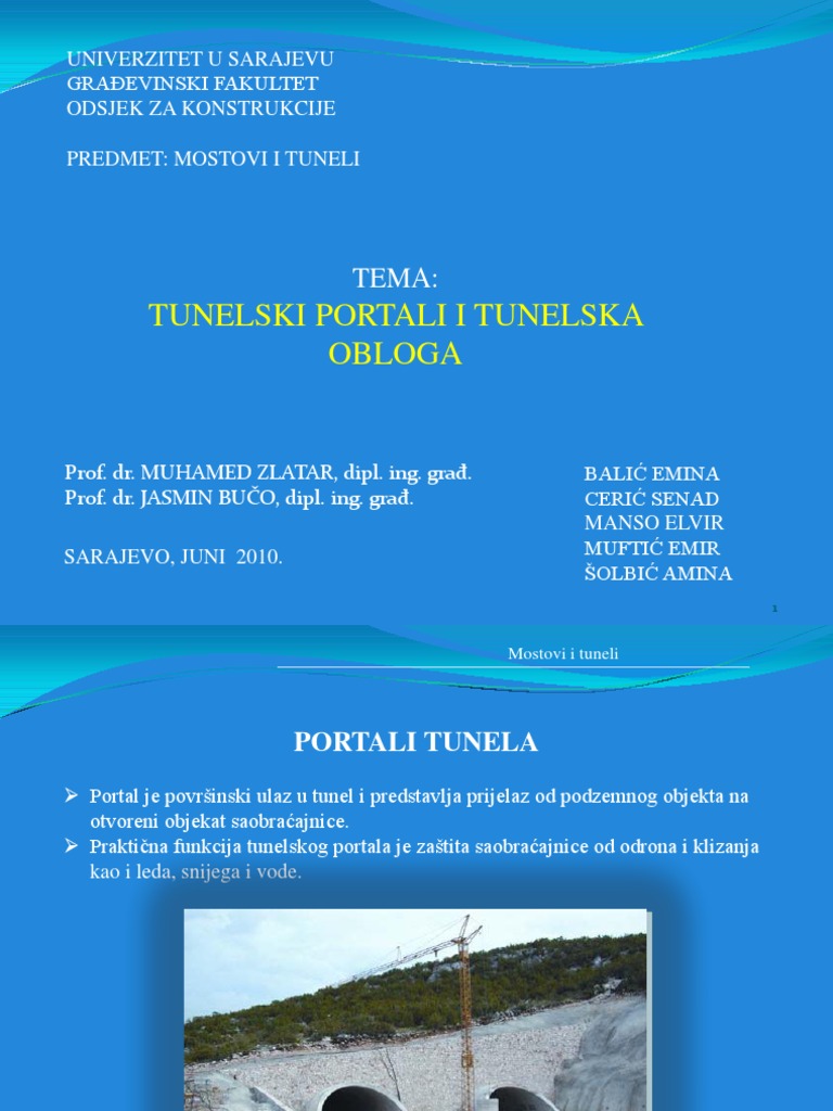 Prezentacija Tuneli | PDF