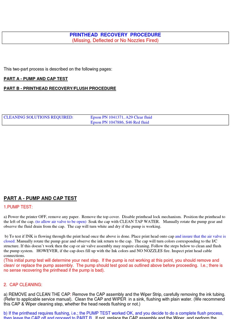 Printhead Recovery Procedure Guide | PDF | Equipment | Nature