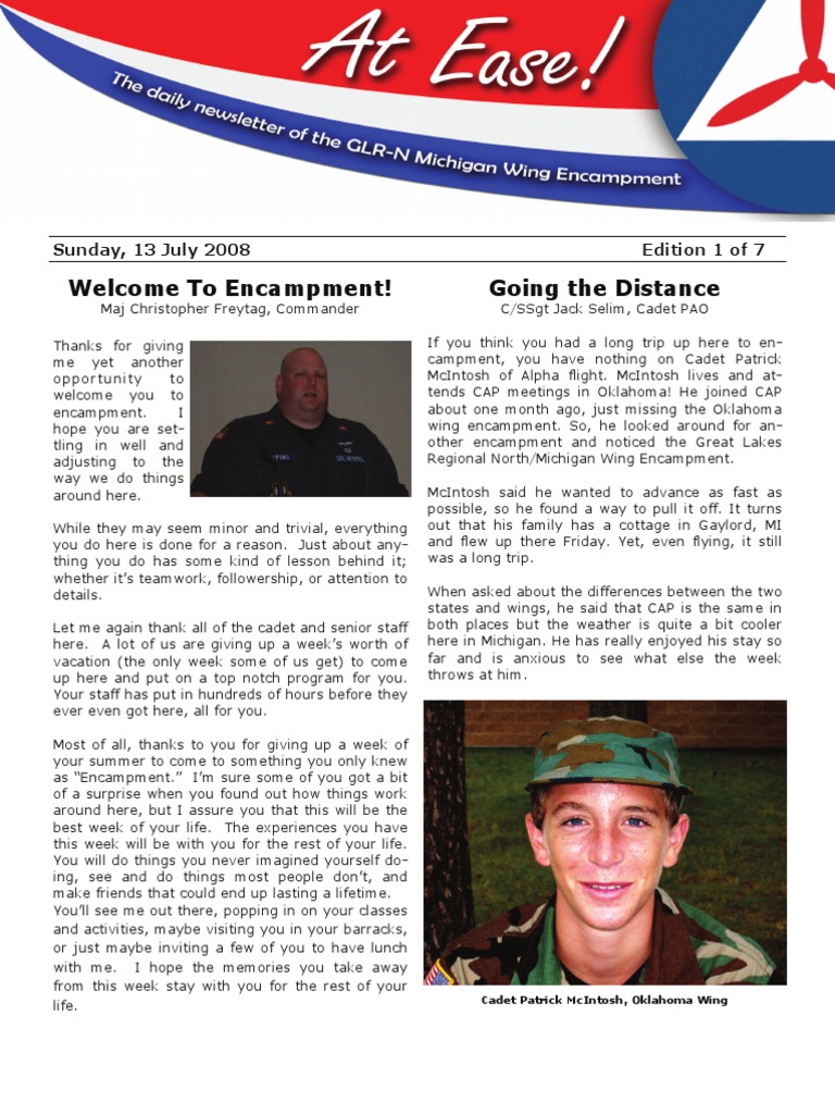 Michigan Wing Encampment - 2008 | PDF | Civil Air Patrol | Sergeant
