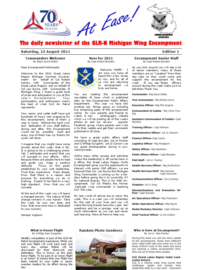 Michigan Wing Encampment - 2011 | PDF | Awards And Decorations Of The ...