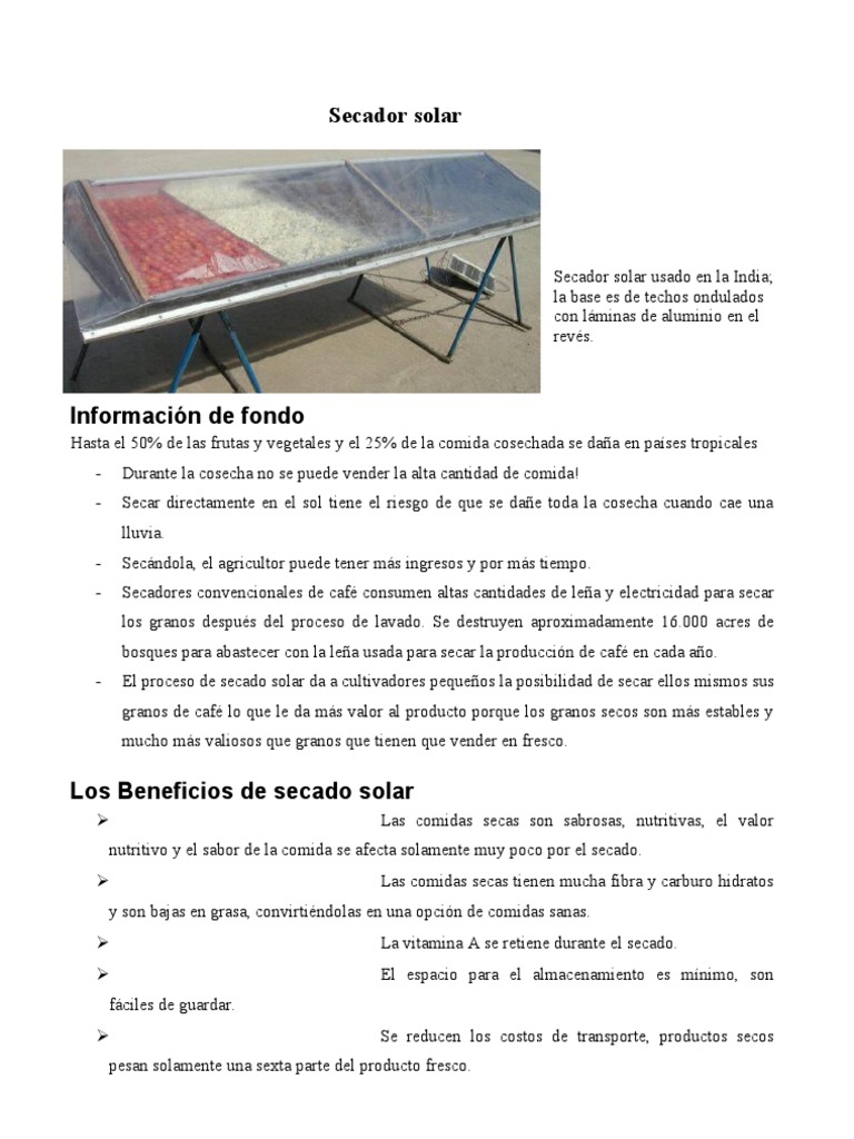 Secadores solares para alimentos y café | PDF | Humedad | café