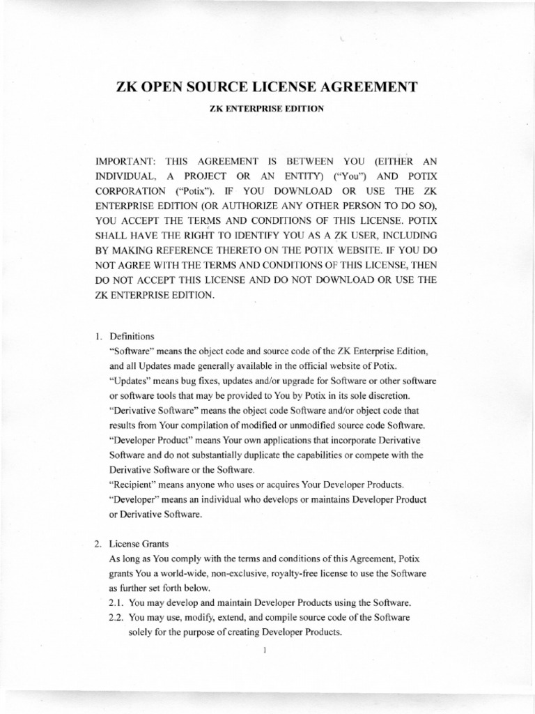 ZK Open Source License Agreement | PDF | Contract Law | Private Law