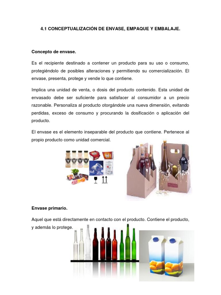 4.1 CONCEPTUALIZACIÓN DE ENVASE, EMPAQUE Y EMBALAJE. LOGISTICA