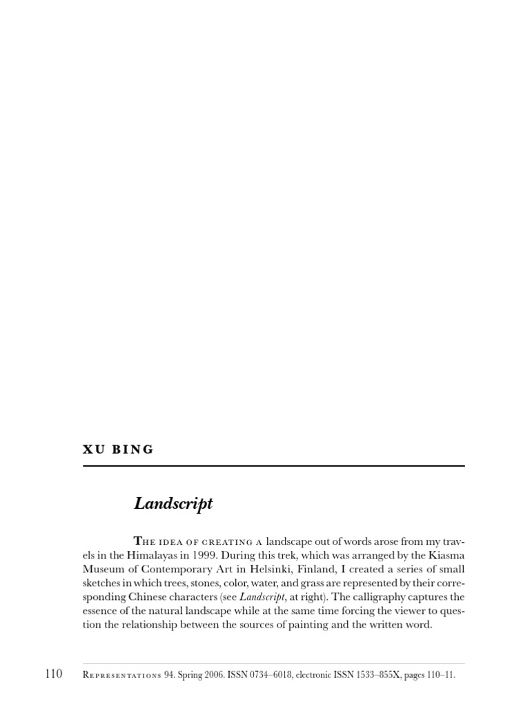 Xu Bing's Landscript: Nature in Words | PDF