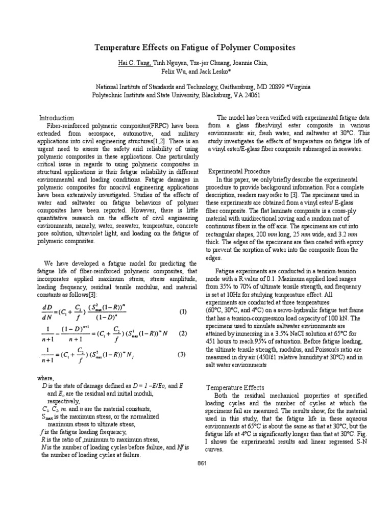 Temperature Effects On Fatigue of Polymer Composites | PDF | Fatigue ...