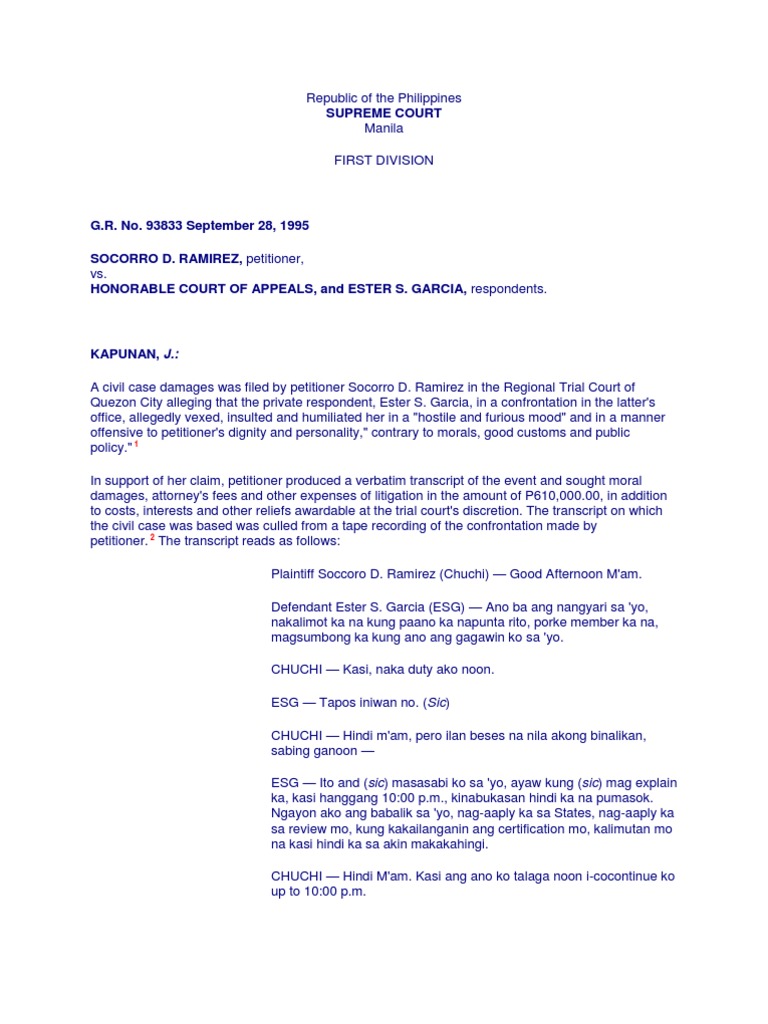 Ramirez V Court of Appeals | PDF | Certiorari | Lawsuit