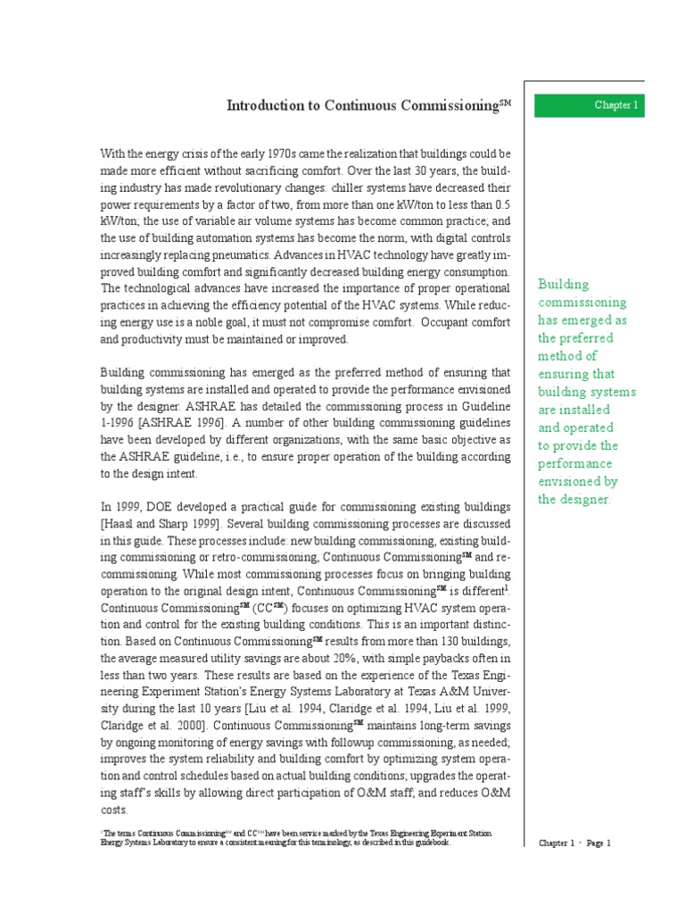 Introduction To Continuous Commissioning | PDF | Building Automation | Efficient Energy Use