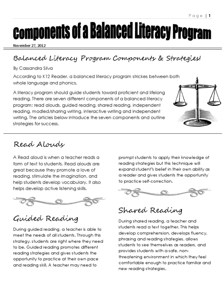 Balance Literacy Program | PDF | Reading (Process) | Reading Comprehension