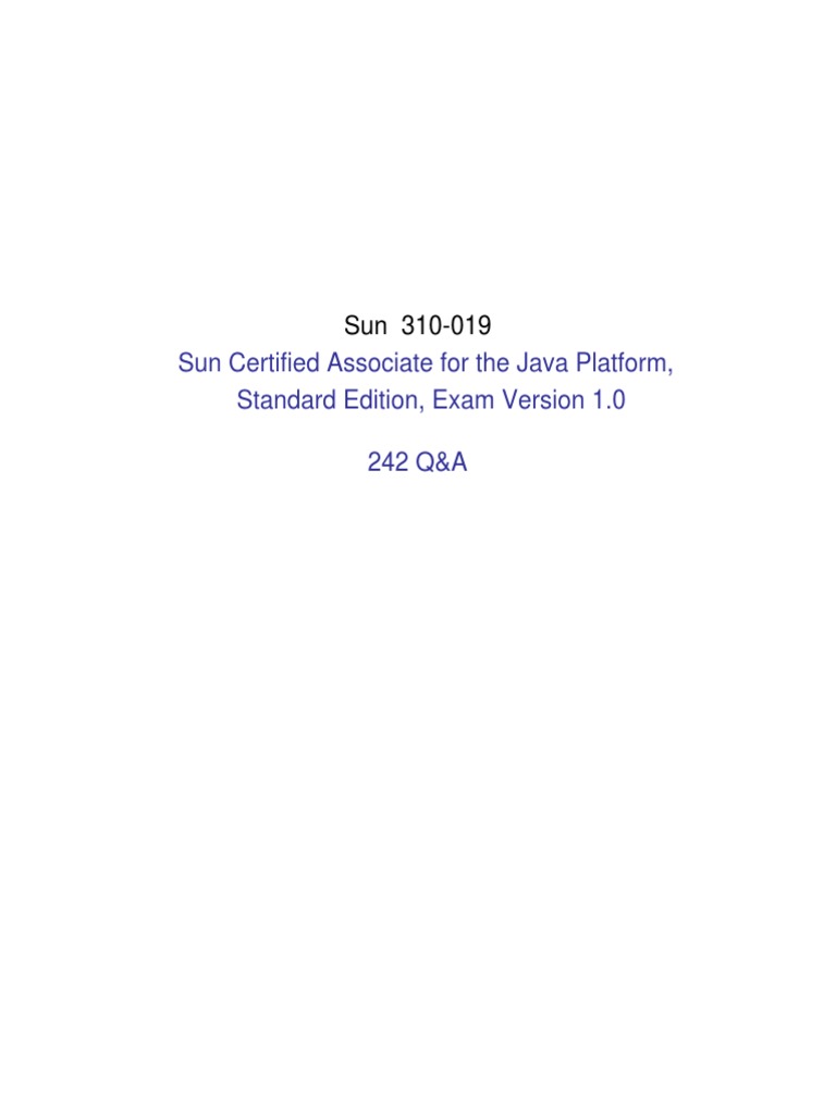 Sun Certified Associate For The Java Platform, Standard Edition, Exam ...