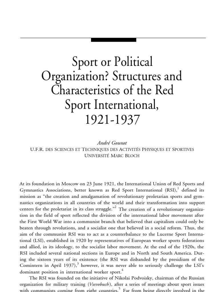Sport or Political Organization? Structures and Characteristics of The ...