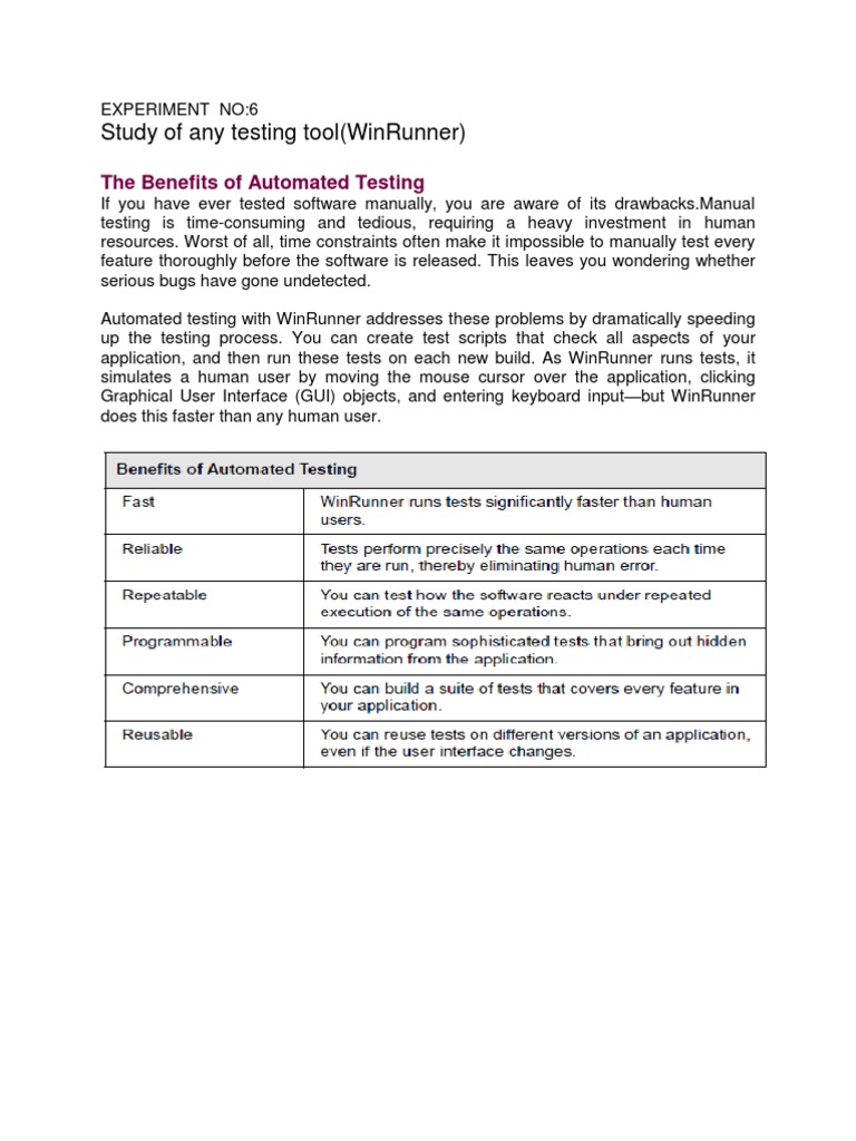Study of Any Testing Tool (Winrunner) | PDF | Button (Computing ...