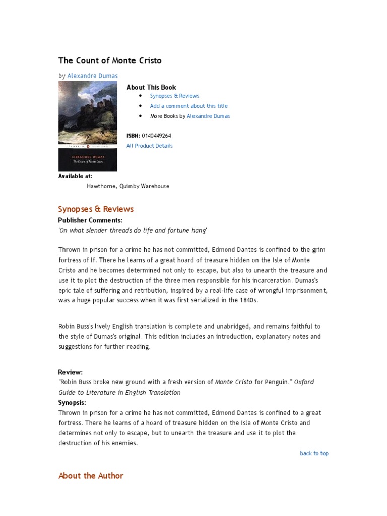 The Count of Monte Cristo | PDF | The Count Of Monte Cristo | Alexandre ...