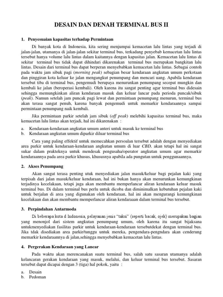 Desain Dan Denah Terminal Bus II | PDF