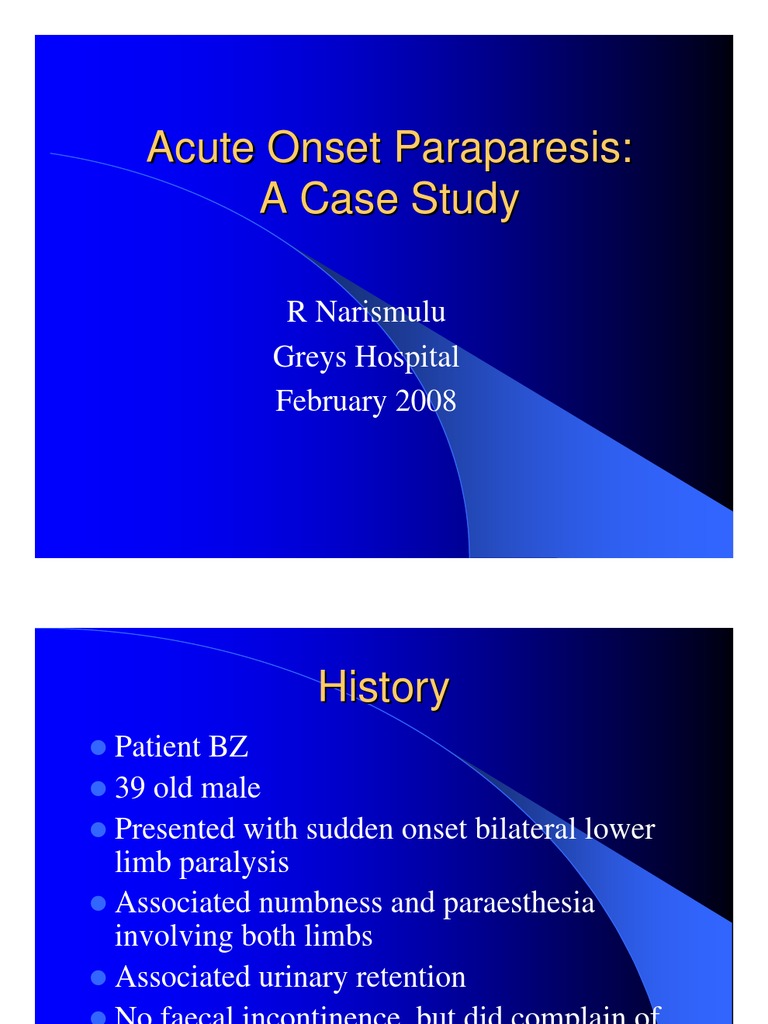 CP - Acute Onset Paraparesis | PDF | Multiple Sclerosis | Neurology