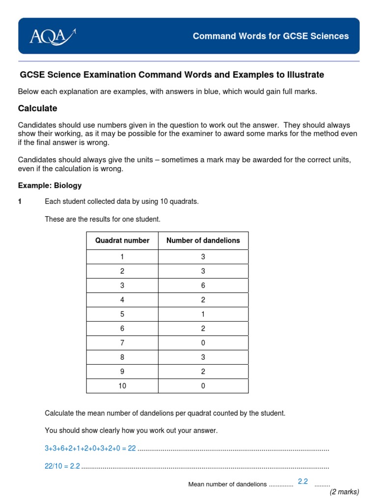 Aqa Gcse Science Command Words | PDF | Diesel Fuel | Biodiesel