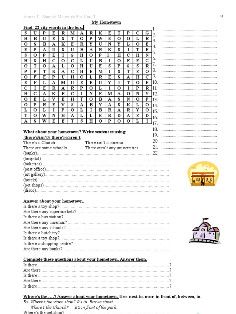 Hometown Vocabulary Exercise | PDF