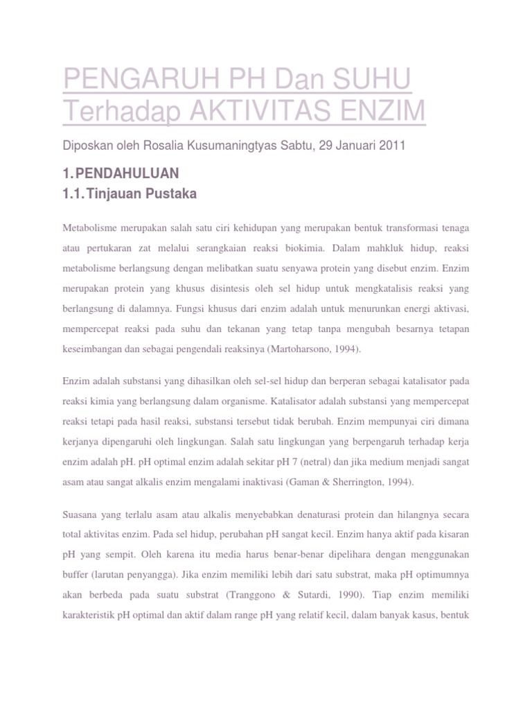 Pengaruh PH Dan Suhu Terhadap Aktivitas Enzim | PDF