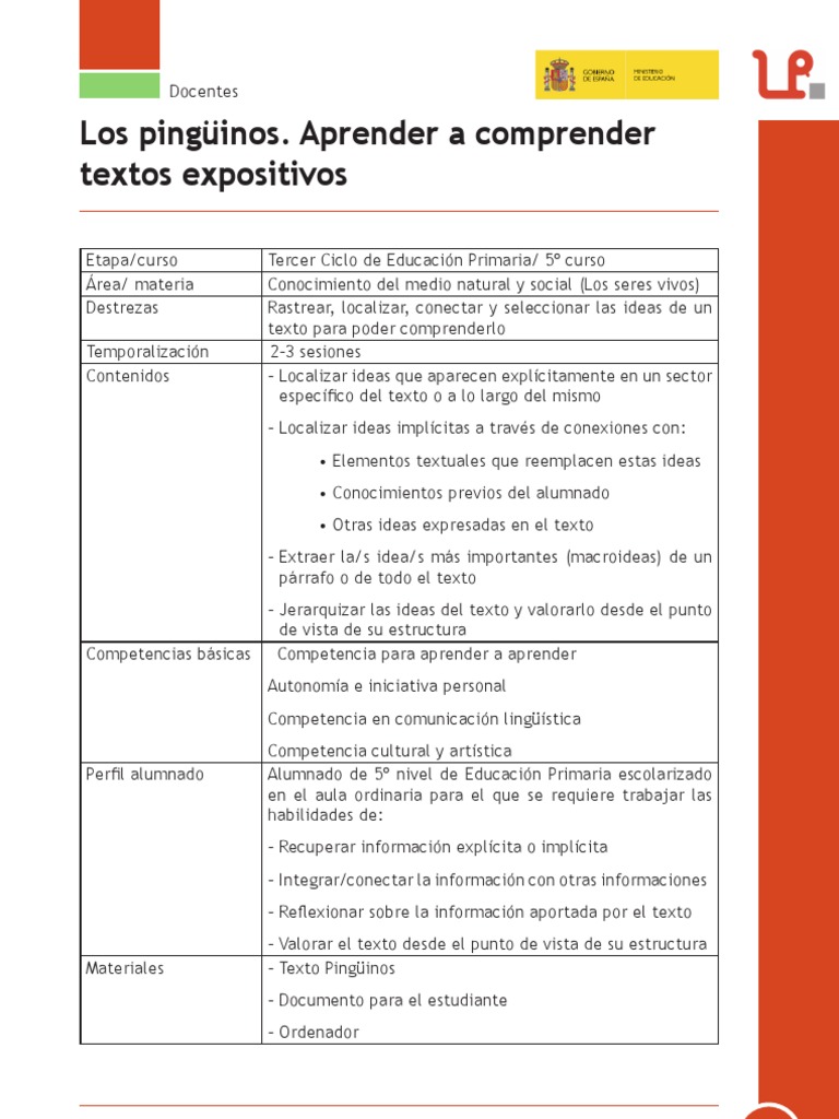 Texto Los Pinguinos | PDF | Lectura (proceso) | Aves