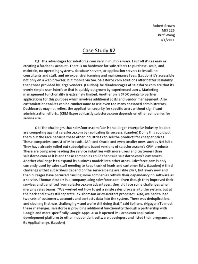 Salesforce Case Study 2 | PDF | Salesforce.Com | Subscription Business Model