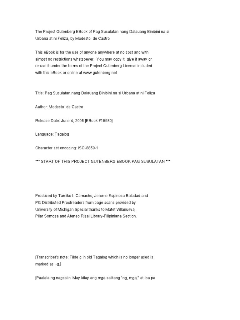 13 Ang Pagsusulatan NG Dalagang Sina Urbana at Feliza (Modesto de ...
